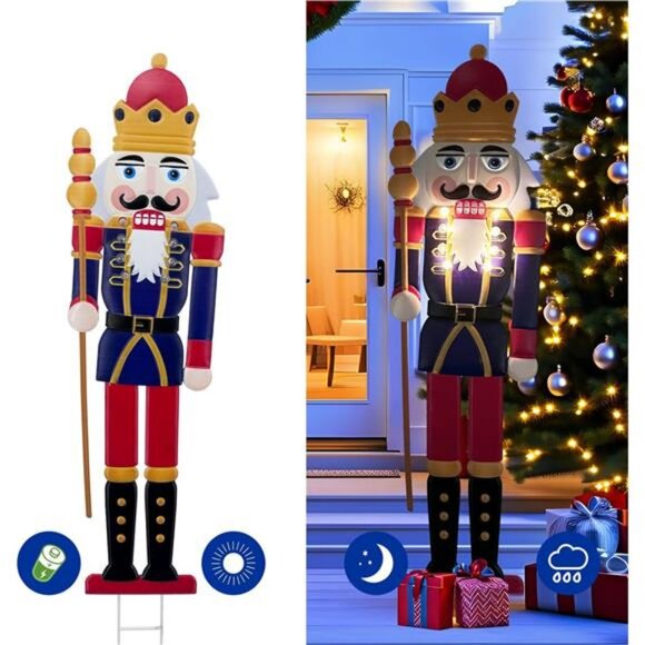 Holiday | Christmas Outdoor Decor Garden Stakes 453in Solar Nutcracker ...